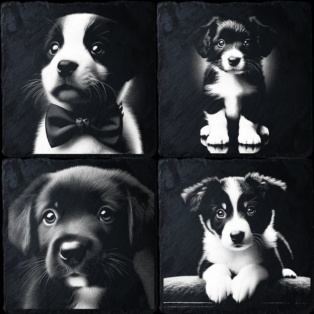 4 Slate Bundle Puppy , Laser Ready PNG Files for Engraving, Slate Board ...