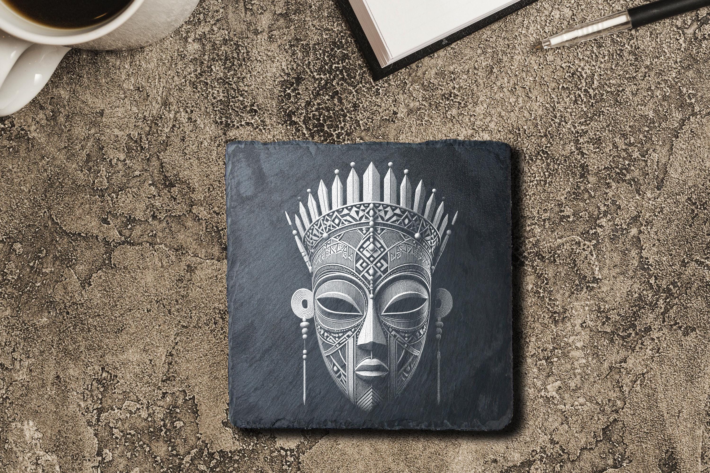 African Traditional Mask PNG Set for Laser Engraving – 4 Unique Tribal ...