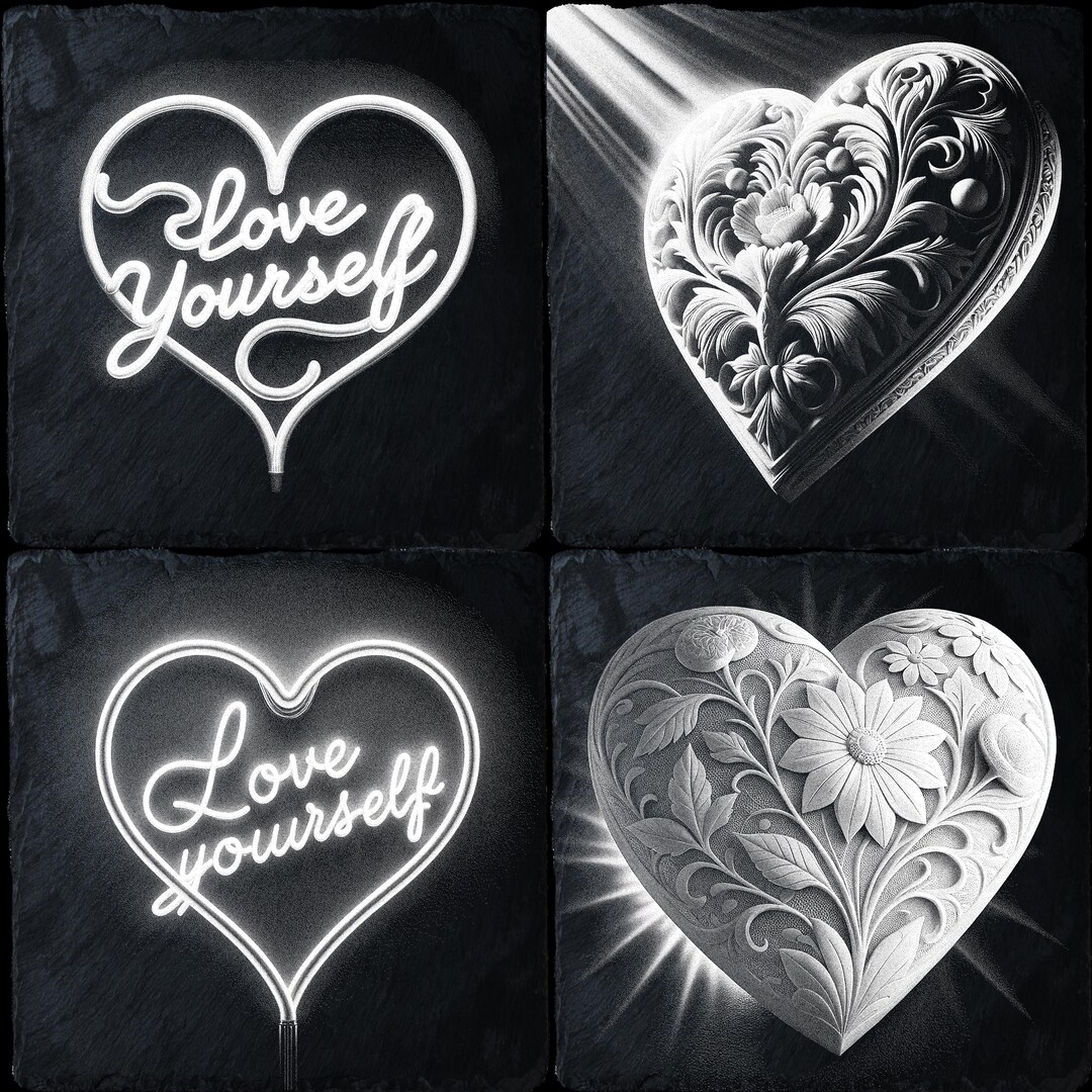 Self-love Engraving PNG Set | Love Yourself Heart & Motivational Cut ...