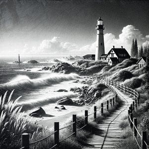 Set of 4 Seascape and Lighthouse Laser Engraving Files - DIY CNC Pngs ...