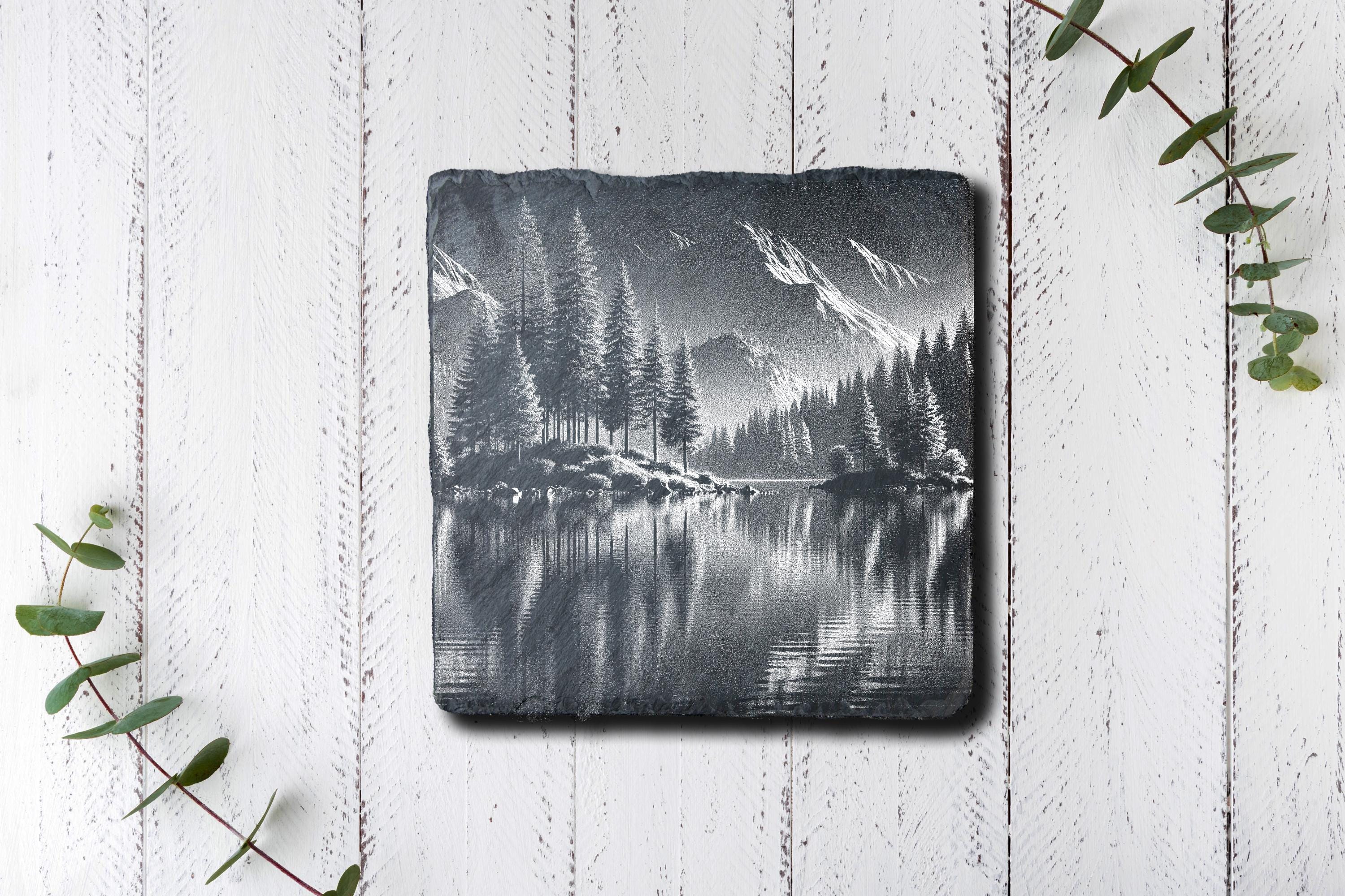 Set of 4 Nature Scene Laser Engraving Files - CNC and DIY Forest, Ocean ...