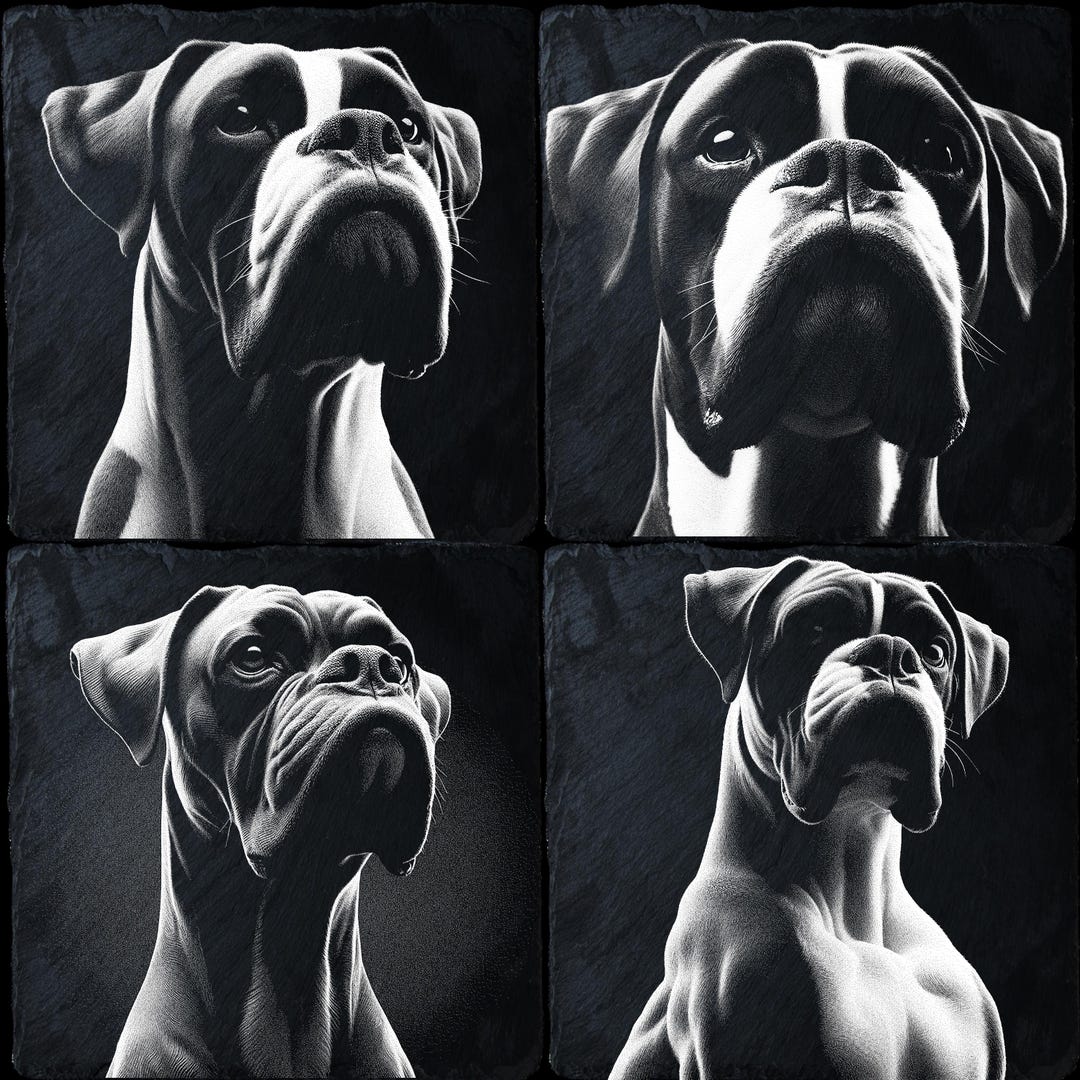Boxer Dog 4 PNG Files for Laser Engraving - CNC, CO2, Lightburn ...