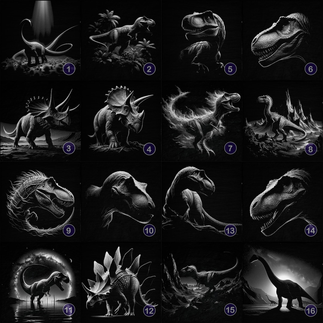 16 Dinosaurs Pack | Laser Files Bundle | Laser Burn PNG | Slate ...