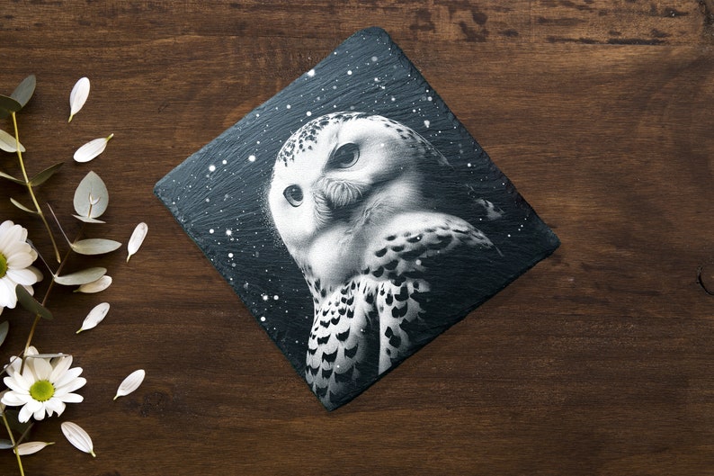 4 Slate Bundle Snowy Owl, Laser Ready PNG Files for Engraving, Slate ...