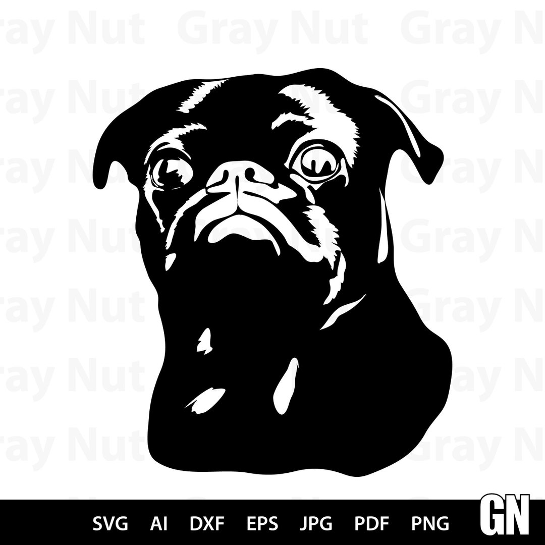 Pug Svg, Dog Svg Files for Cricut, Animal Dxf Cut File, Puppy Vector ...