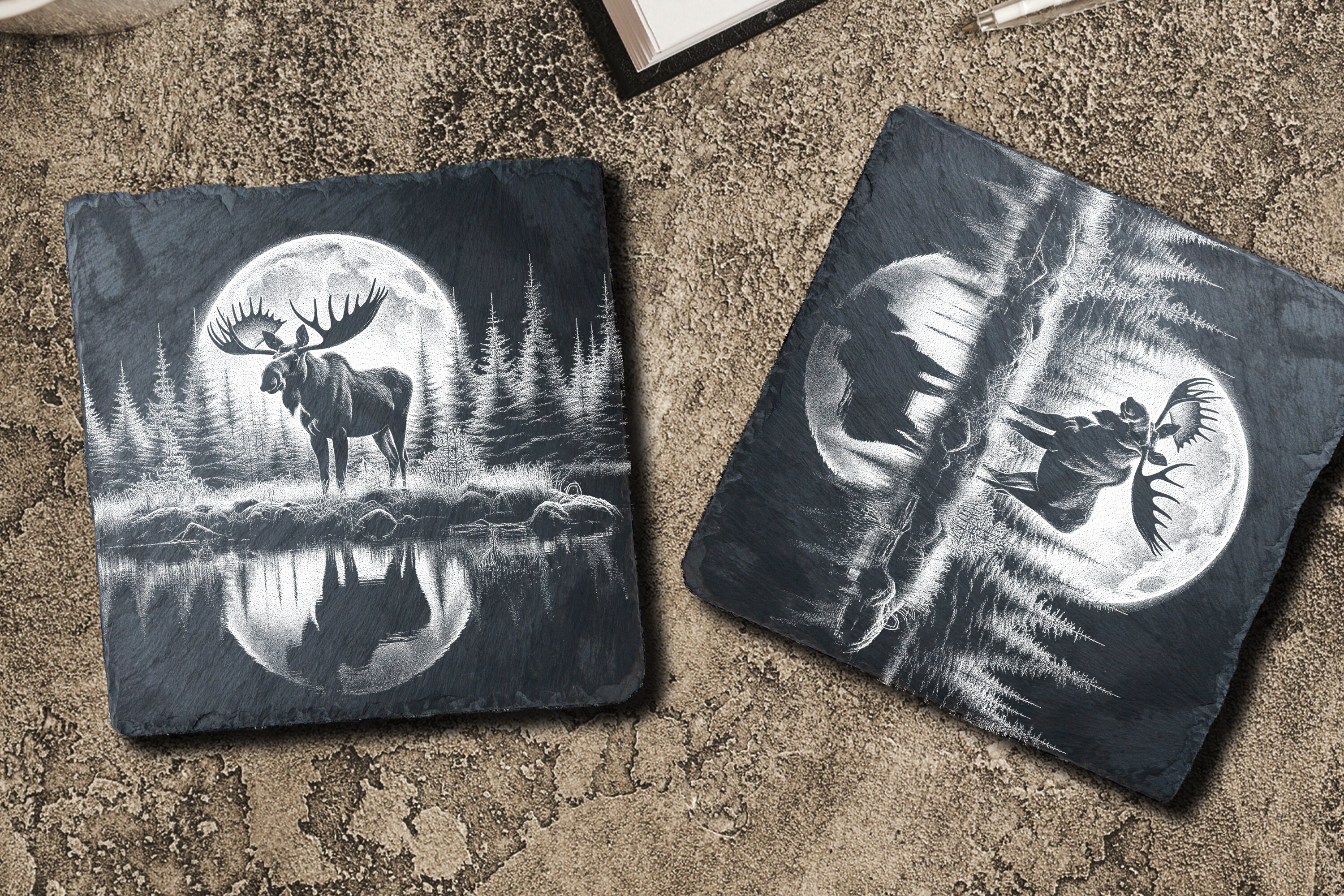 4 Forest Animals Pack | Laser Files Bundle | Laser Burn PNG | Slate ...
