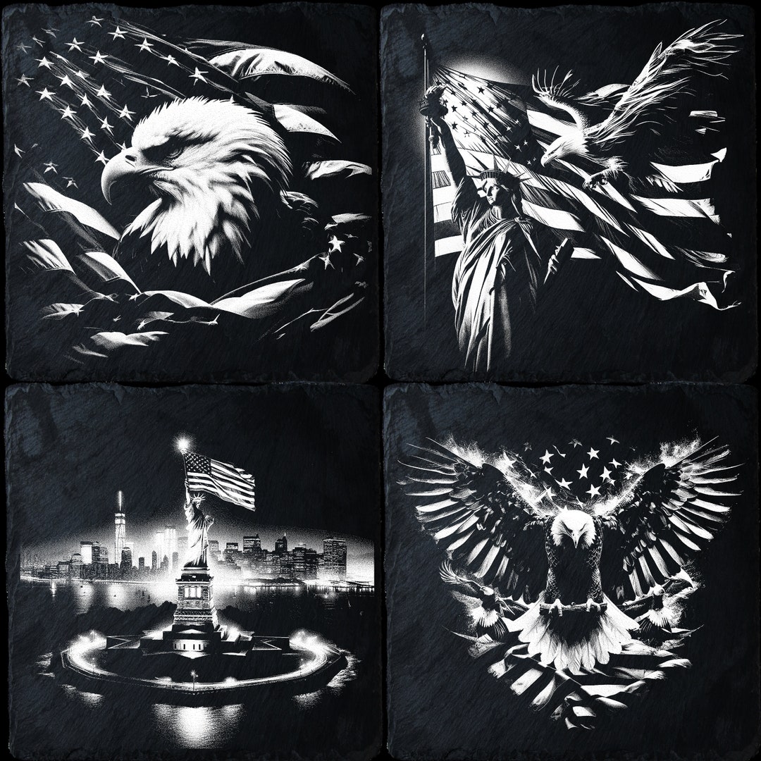 Independence Day Laser Engraving PNG: Slate Coaster Designs (digital ...