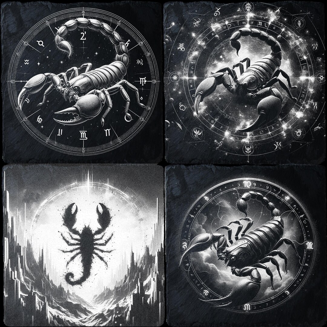 Scorpio Constellation - 4 PNG Files for Slate Laser Engraving - Zodiac ...