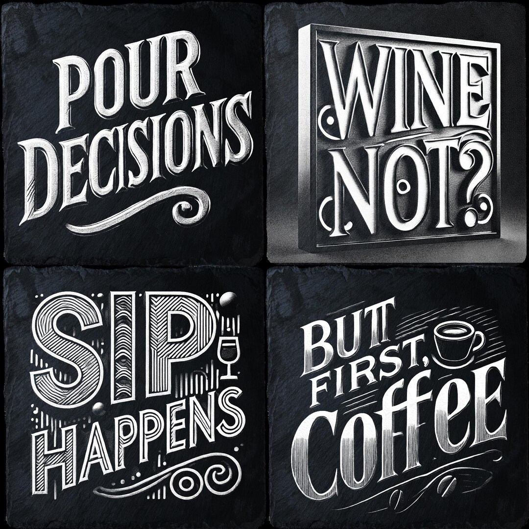 Set of 4 Funny Sayings Art PNG Files for CNC DIY and Laser Engraving ...