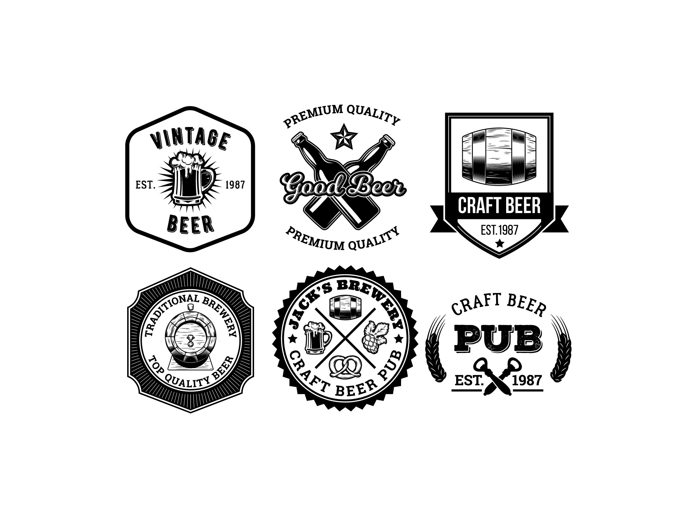 Beer Pub Label Retro Brewery Vintage Emblem Logo Bar Craft Mug Drink ...