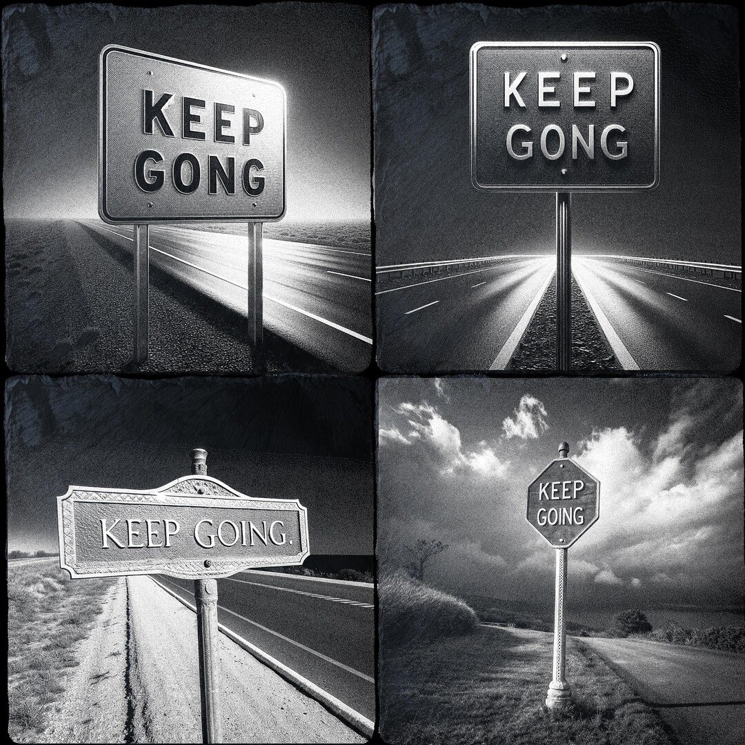 Motivational Road Sign Laser Engraving PNG Set | 'keep Going ...