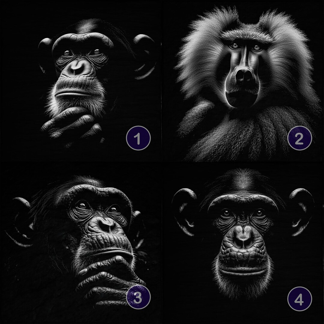 16 Monkey Pack | Laser Files Bundle | Laser Burn PNG | Slate Engraving ...