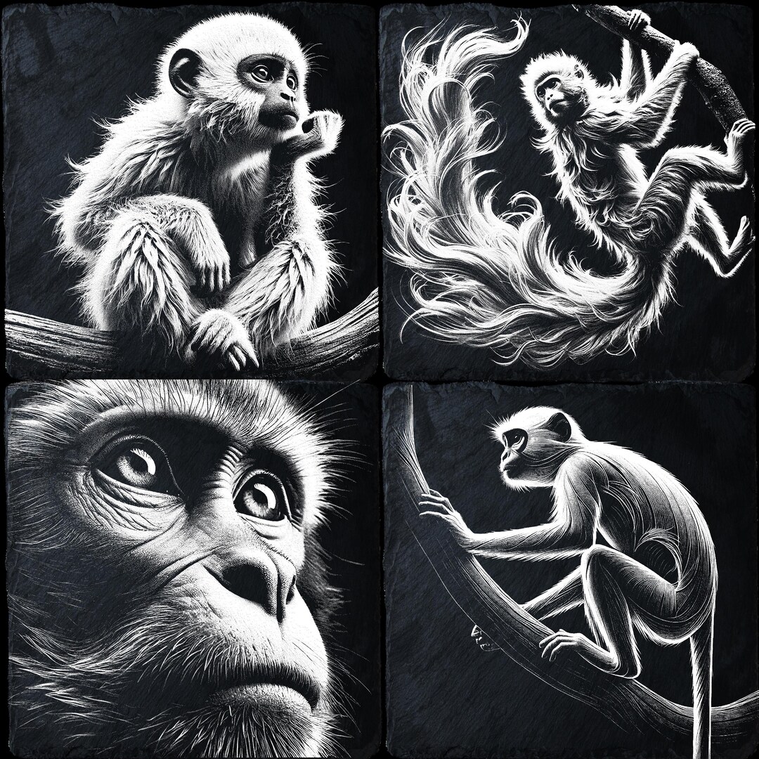 Set of 4 Eastern Zodiac Monkey Laser Engraving Files - CNC and DIY ...