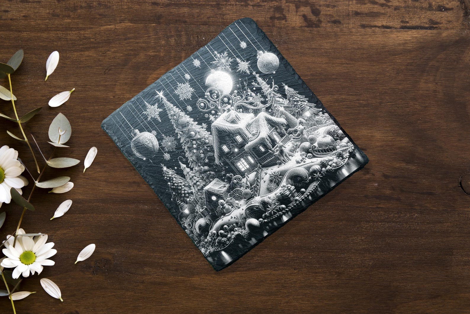 4 PNG Christmas Files for Slate Laser Engraving - Holiday Designs ...