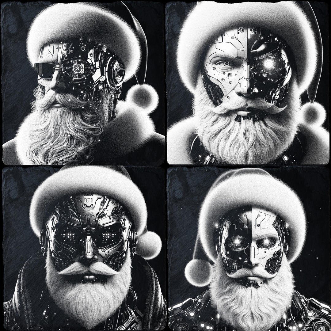 Cybernetic Santa Claus PNG Set for Laser Engraving on Natural Slate - 4 ...