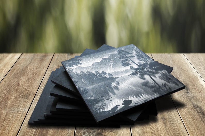 Set of 4 Nature Scene Laser Engraving Files - CNC and DIY Forest, Ocean ...