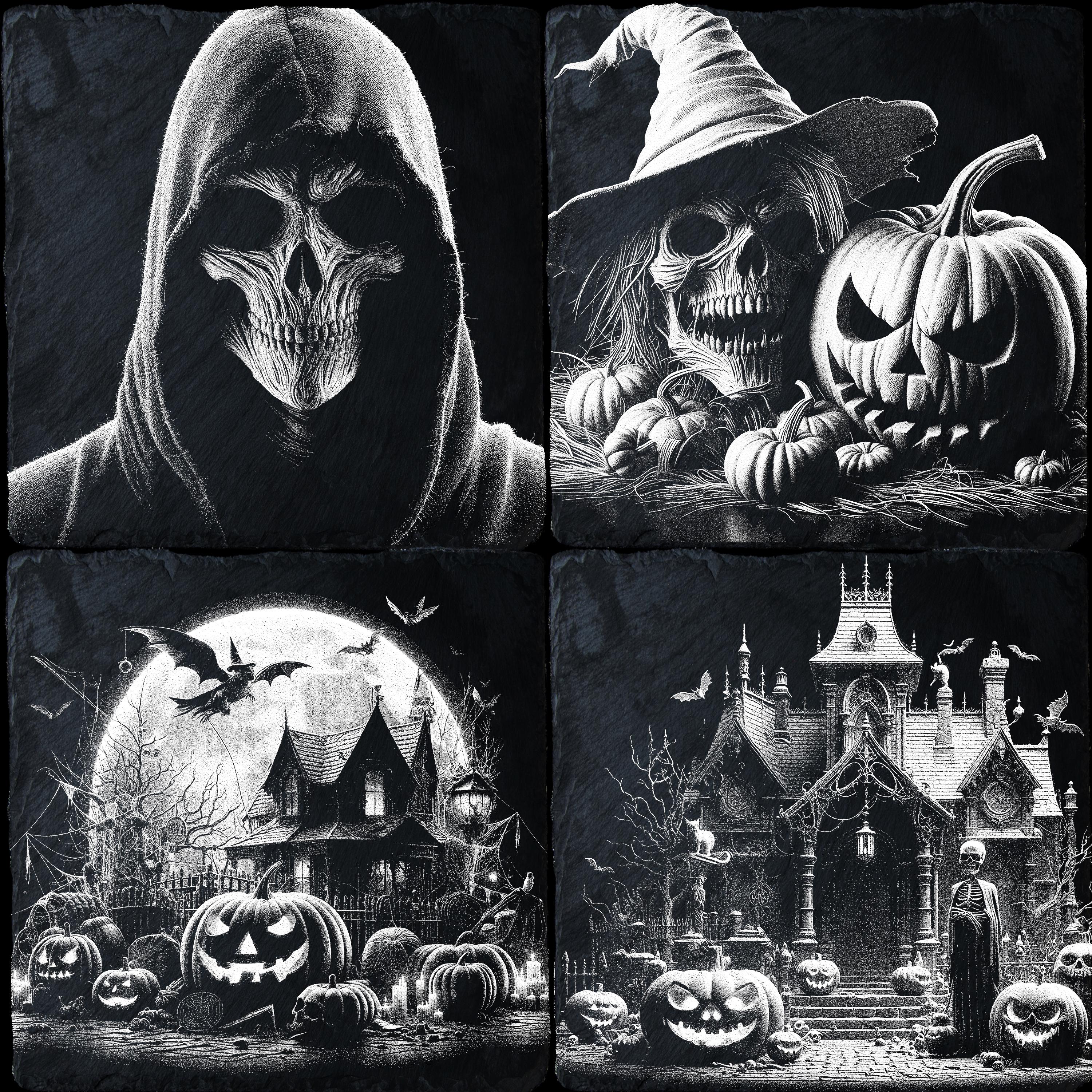 4 Bundle Halloween PNG for CNC Laser Engrave, Laser Burn, Glowforge ...