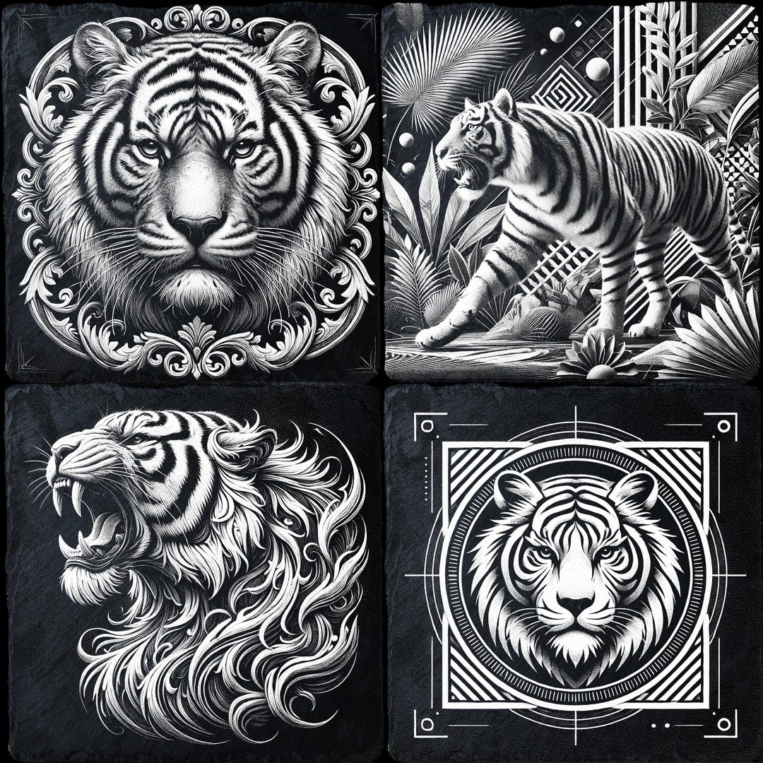 Set of 4 Eastern Zodiac Tiger Laser Engraving Files - CNC and DIY ...