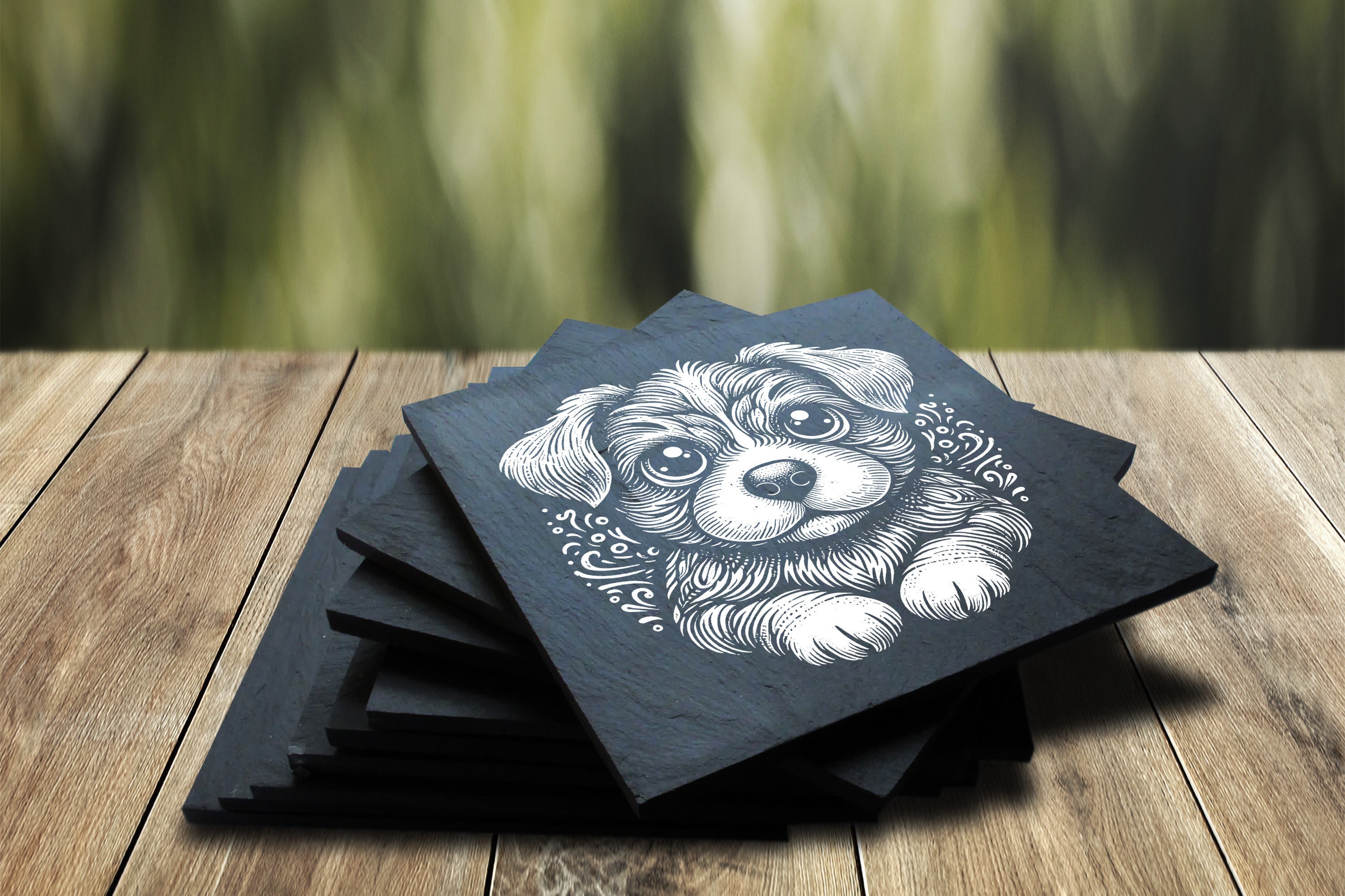 4 Slate Bundle Puppy , Laser Ready PNG Files for Engraving, Slate Board ...