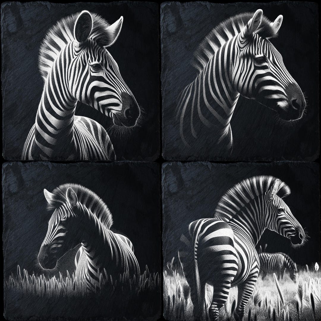 Zebra PNG Set - 4 Digital Files for Laser Engraving | Ideal for CNC ...