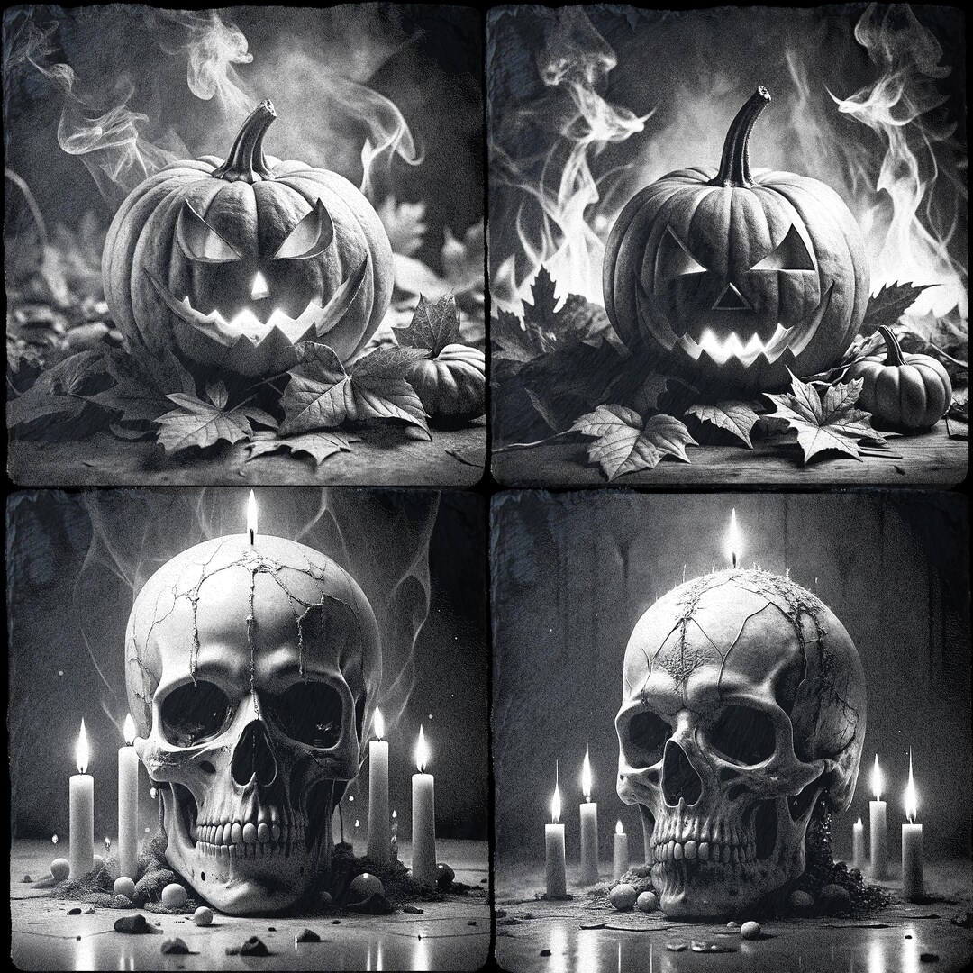 Halloween PNG Set for Laser Engraving 4 Files for CNC, CO2, Lightburn ...