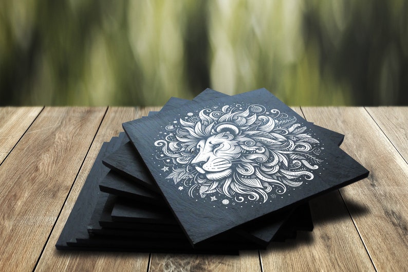 4 Slate Bundle Lion , Laser Ready PNG Files for Engraving, Slate Board ...
