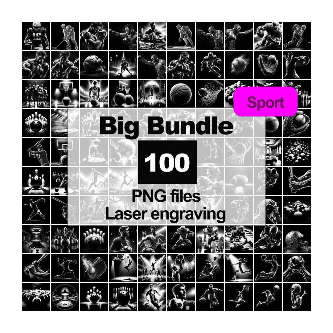 Set of 100 Sports PNG Files for Laser Engraving | Basketball, Soccer ...
