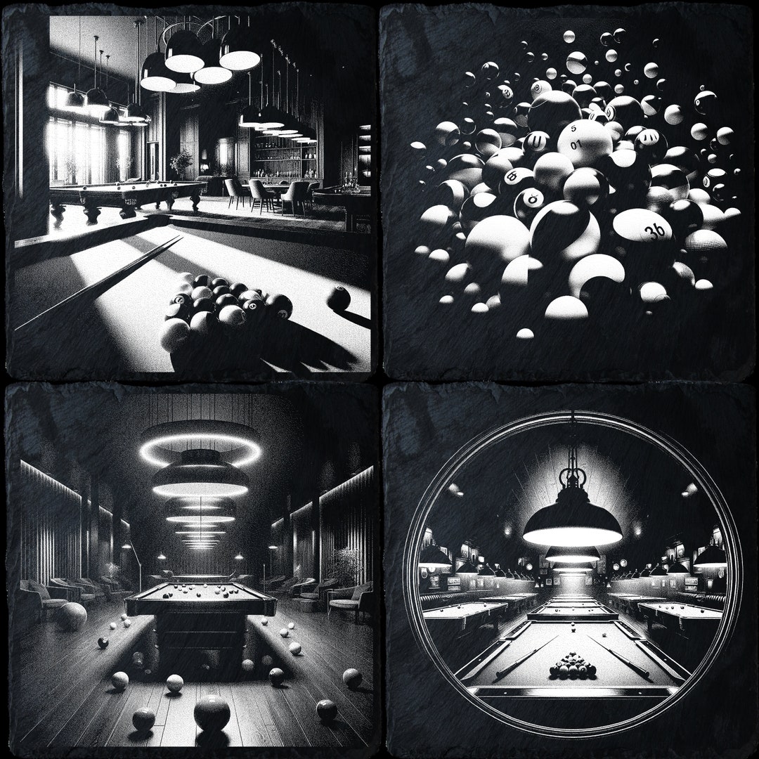 4 Slate Bundle Billiards, Laser Ready PNG Files for Engraving, Slate ...