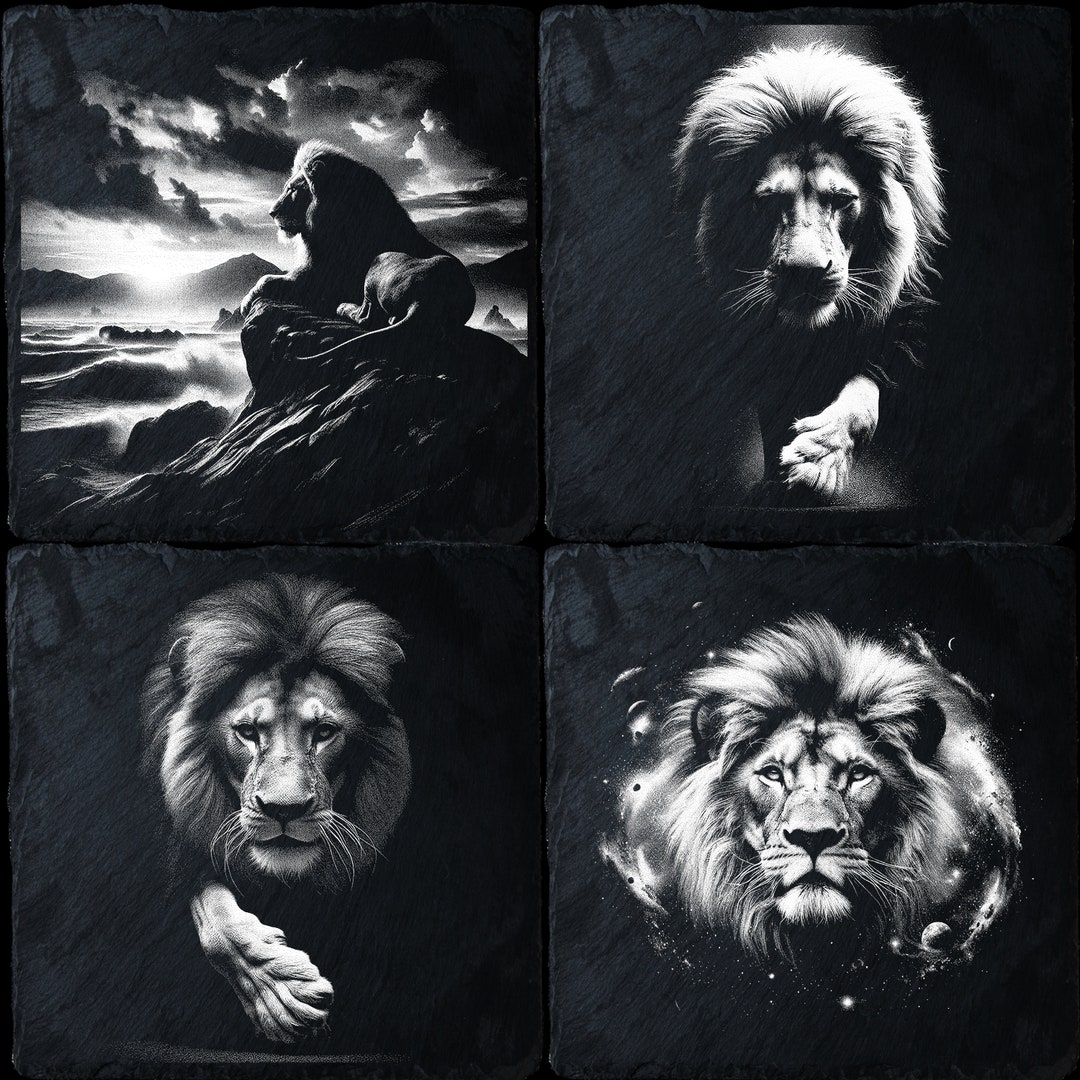 4 Slate Bundle Lion, Laser Ready PNG Files for Engraving, Slate Board ...