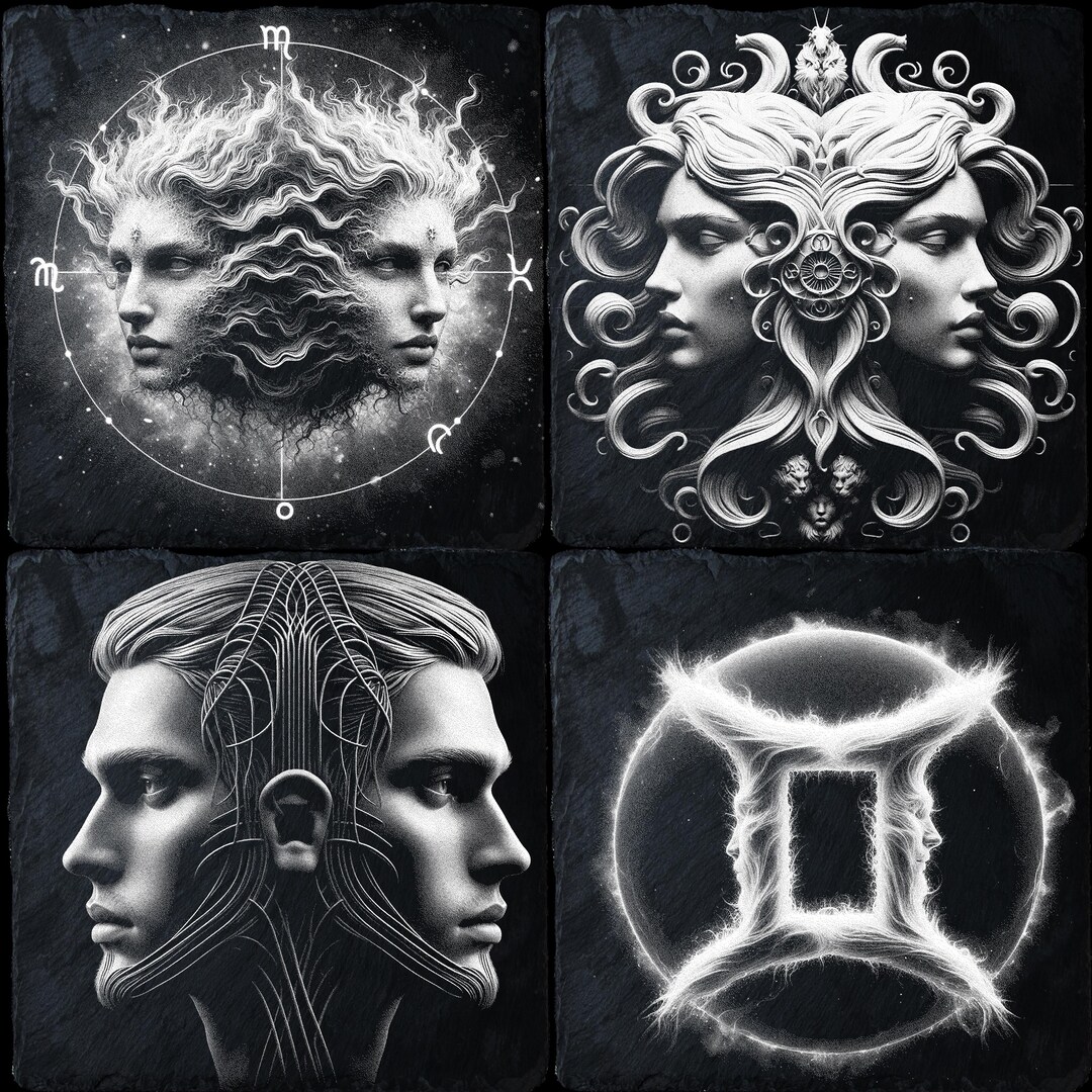 Gemini Zodiac Set - 4 PNG Files for Slate Laser Etching - Astrology ...