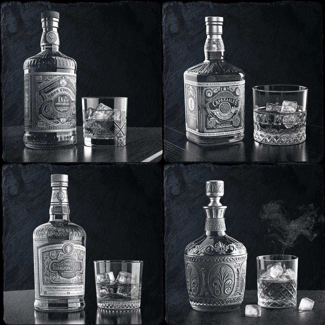 Whiskey Bottle Laser Engraving PNG Files: Vintage Bourbon Art (digital ...
