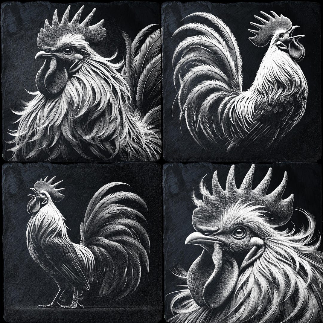 Set of 4 Rooster Laser Engraving Files - CNC and DIY Patterns for Year ...