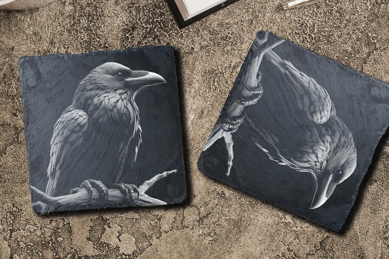 Raven PNG Set for Laser Engraving - 4 Digital Files for CNC, CO2 ...