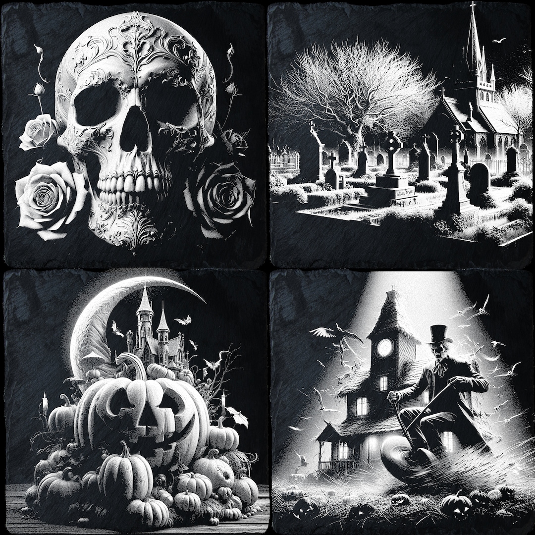4 Bundle Halloween PNG for CNC Laser Engrave, Laser Burn, Glowforge ...