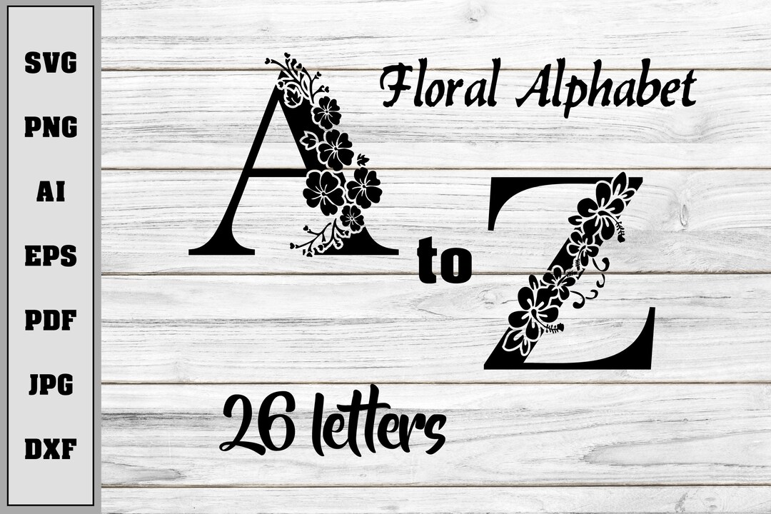 Alfabeto botânico Svg, arquivos Svg de flores para Cricut, arquivo de ...