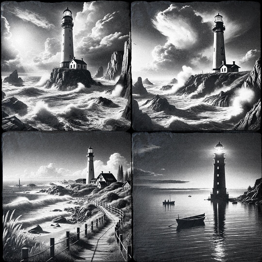 Set of 4 Seascape and Lighthouse Laser Engraving Files - DIY CNC Pngs ...