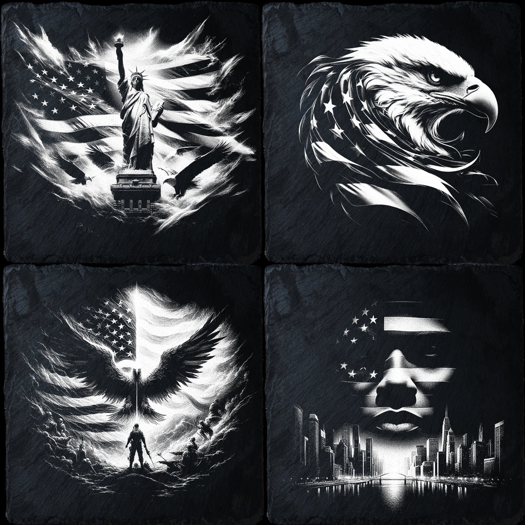 4 Independence Day Pack | Laser Files Bundle | Laser Burn PNG | Slate ...