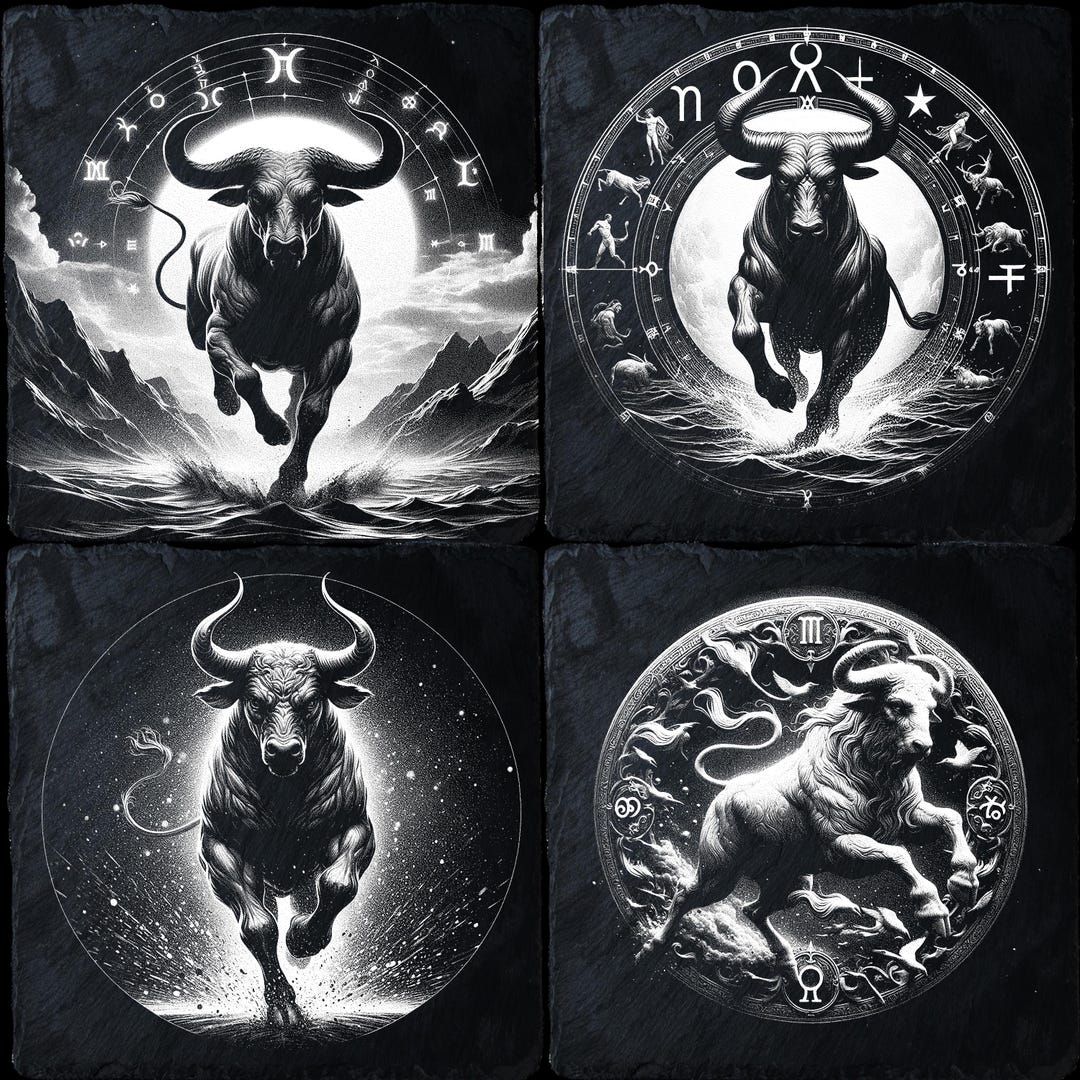 4 Zodiac PNG Files - Taurus Astrology Art for Slate Laser Engraving ...