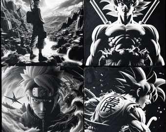 4 Bundle Anime PNG for CNC Laser Engrave, Laser Burn, Glowforge File ...