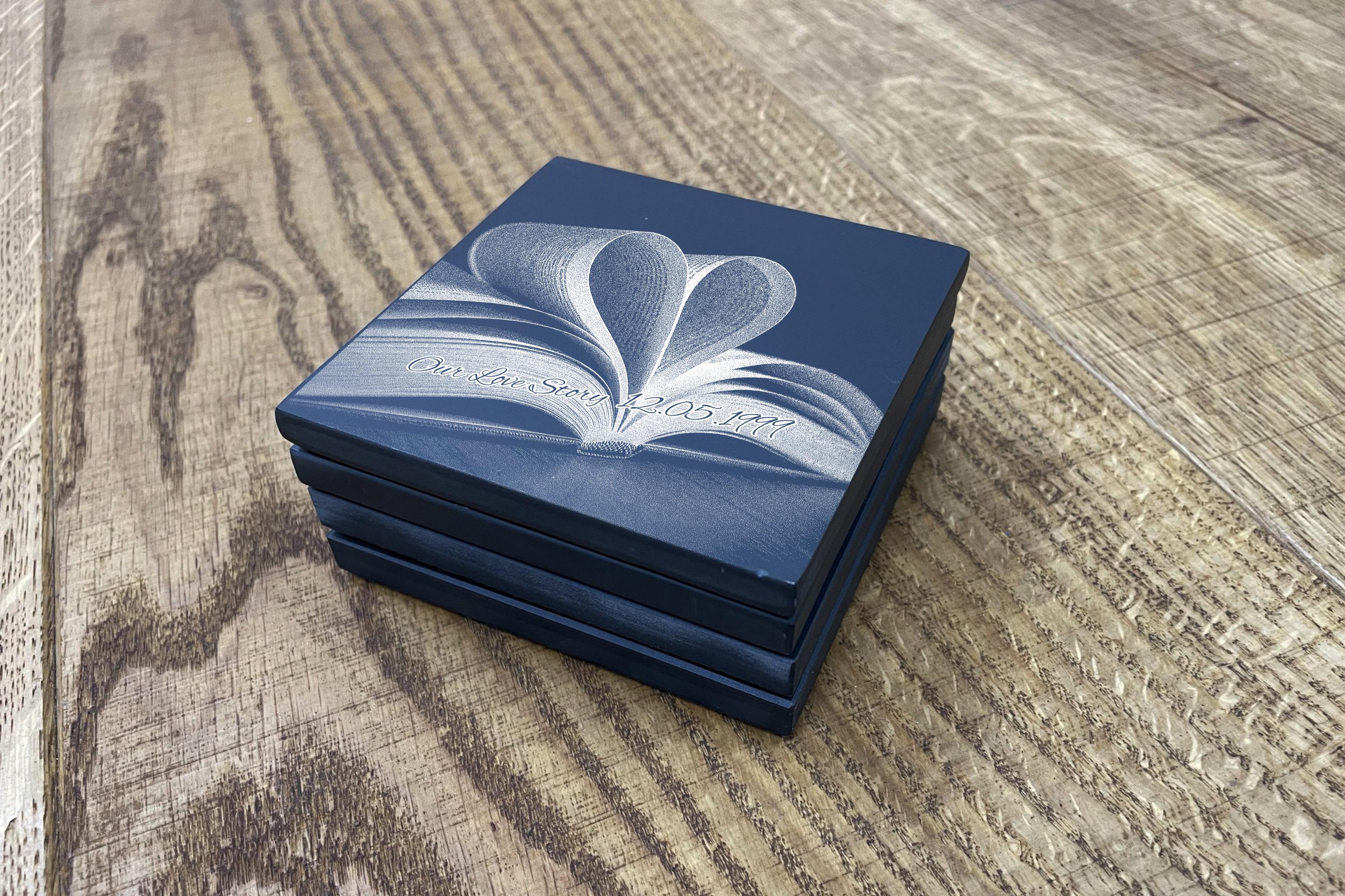 Custom Wedding Date Laser Engraving PNG: Our Love Story Book Heart ...