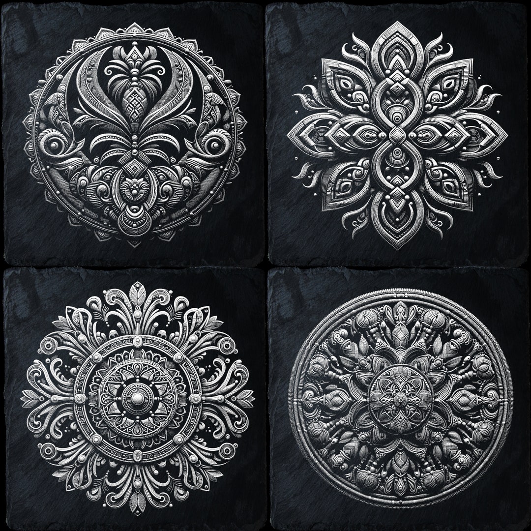 4 African Ethnic Pattern Png|laser Engraving File|slate Coaster|folk ...