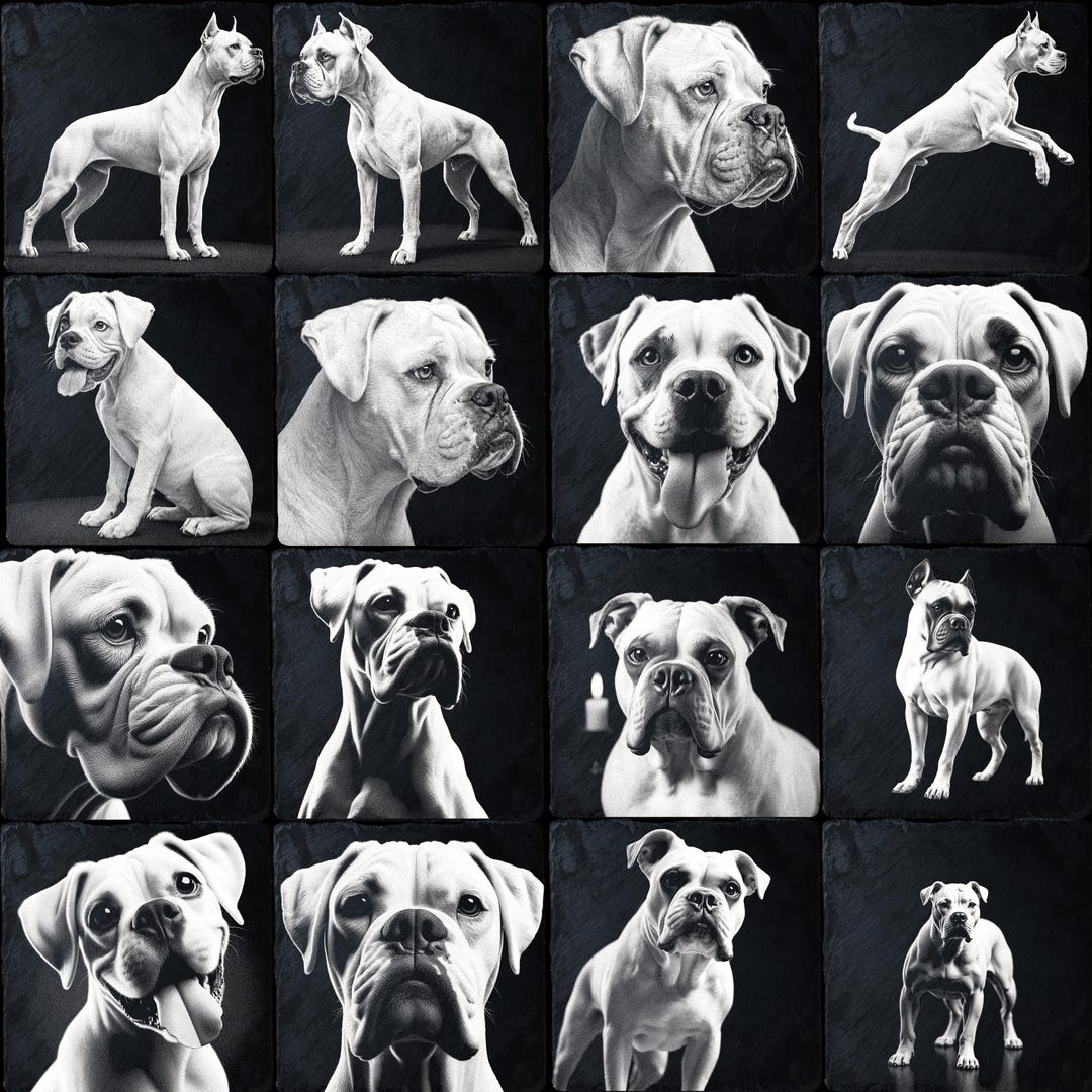 Set of 16 Boxer Dog PNG Files for Laser Engraving | Pet Portraits ...