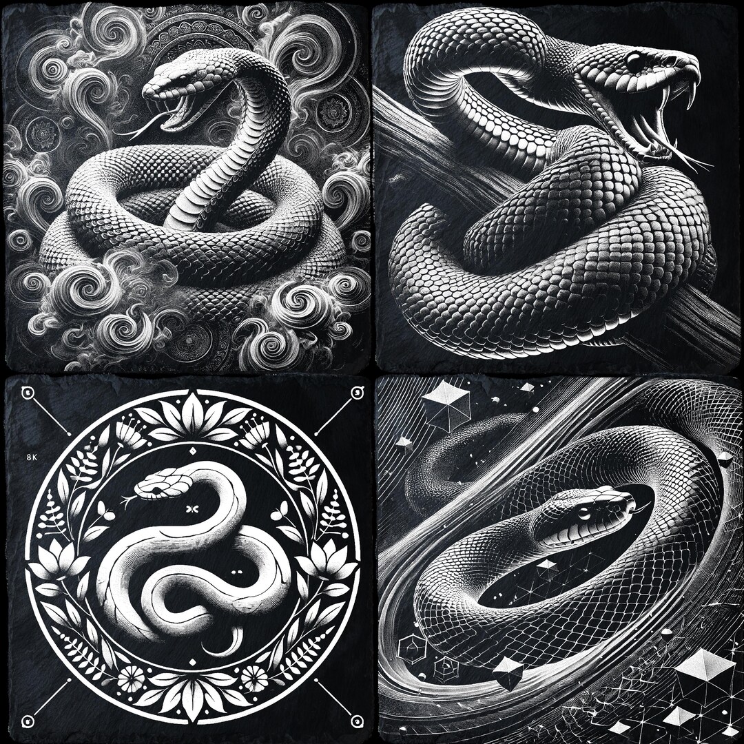 Set of 4 Eastern Zodiac Snake Laser Engraving Files - CNC and DIY ...
