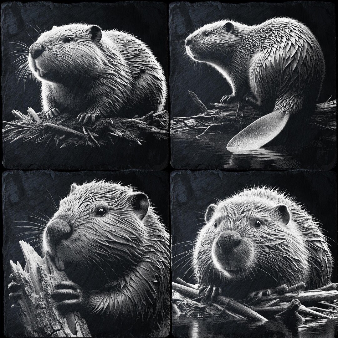 Beaver Themed PNG Files Set for CNC, CO2, Lightburn, Glowforge, Xtool ...