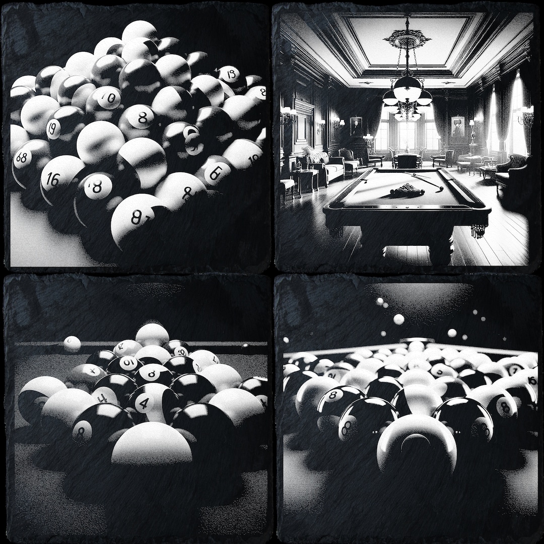4 Slate Bundle Billiards, Laser Ready PNG Files for Engraving, Slate ...