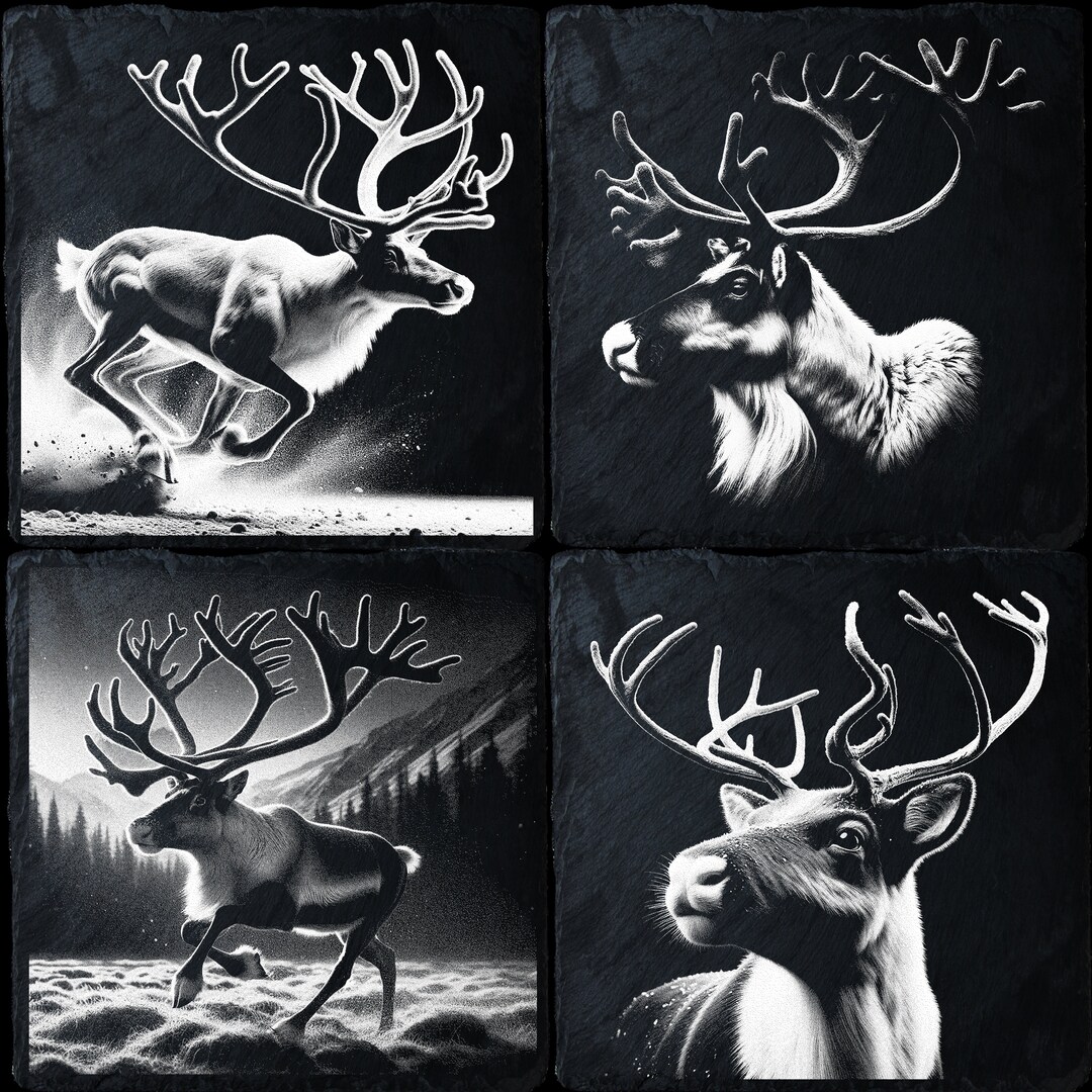 4 Slate Bundle Reindeer, Laser Ready PNG Files for Engraving, Slate ...