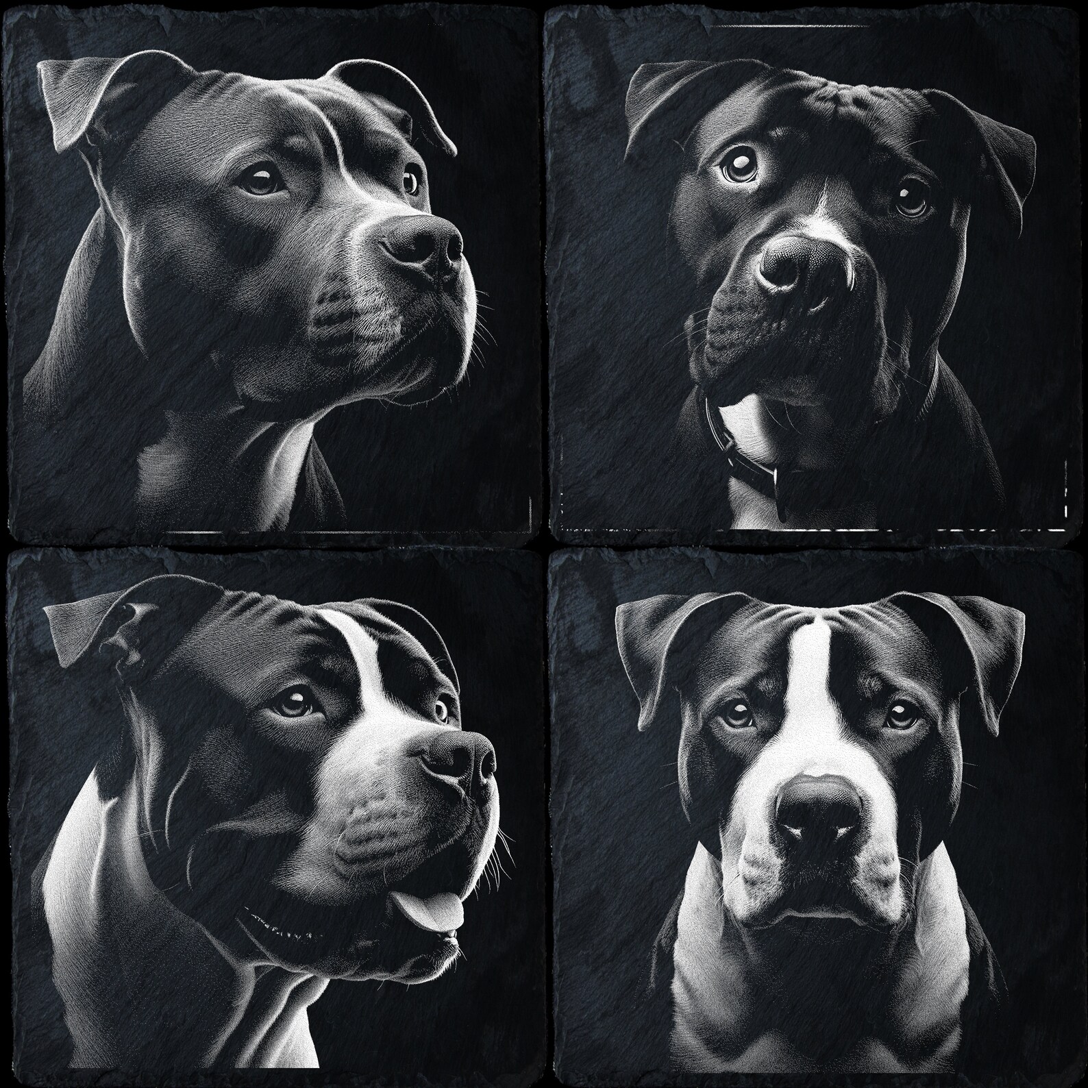 4 Pit Bull Pack Pnglaser Engraving Fileslate Coasterdog Pngdownloadable ...