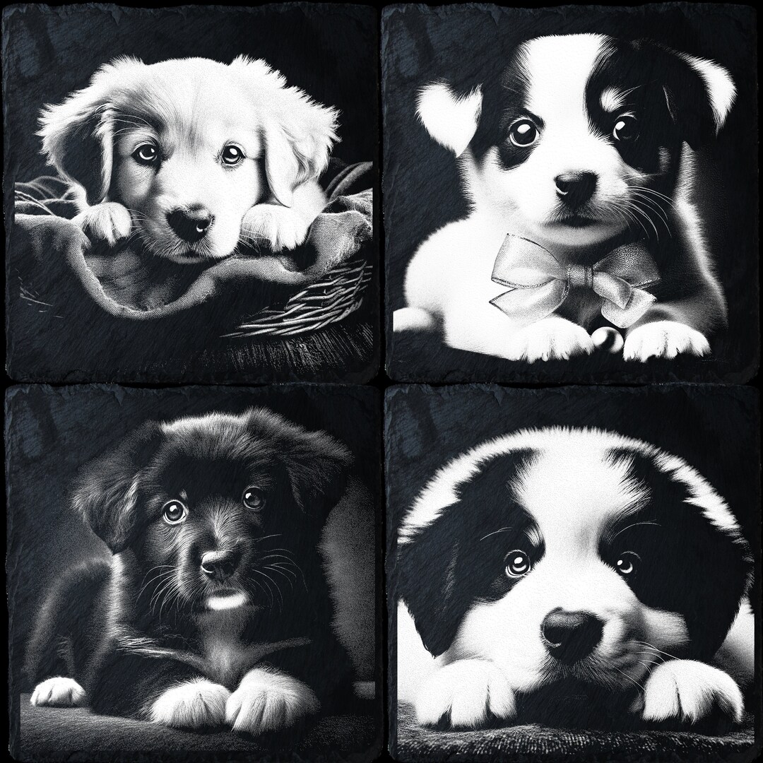 4 Slate Bundle Puppy , Laser Ready PNG Files for Engraving, Slate Board ...