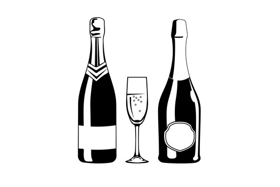 Champagne Bottle Svg Alcohol Svg Files for Cricut Wine Dxf | Etsy