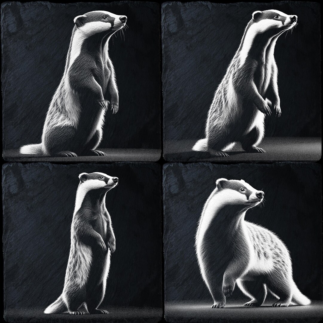 Badger PNG Set for Laser Engraving on Natural Slate 4 File Pack for CNC ...